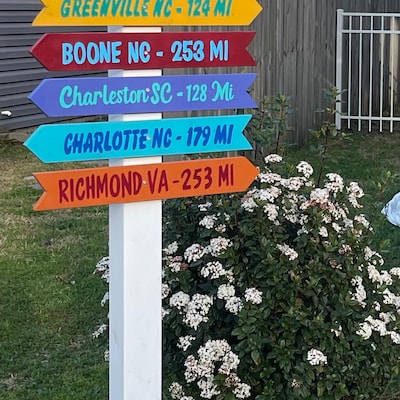 Hand Painted & Cut Wood Directional Sign 24 X 3 1/2 Custom Colors Arrow ...