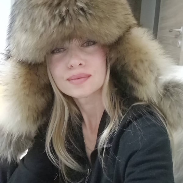 Oversized Raccoon Trapper Hat Women, Fluffy Aviator Hat, Fur Bomber Hat ...