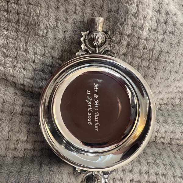 1 Pint Double Lines Fancy Handle Pewter Tankard With Free Text ...