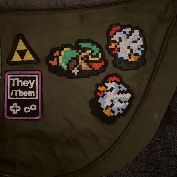 8 Bit Mario or Luigi Racoon Tail Shiny Metallic Embroidery Iron on ...