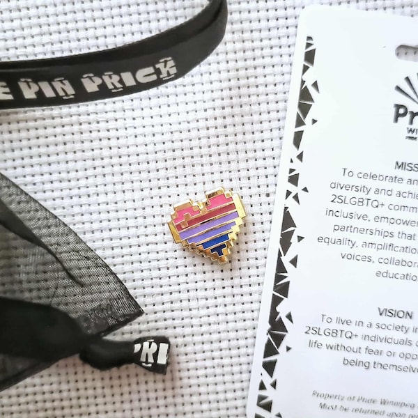 Bisexual Pixel Heart Pin — Subtle Bi Pride Flag Accessory Gift Queer ...