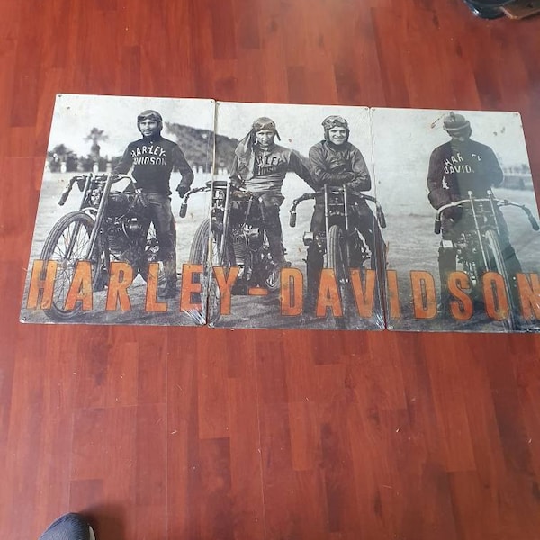 Vintage Harley-davidson Motorcycle Wrecking Crew – Panoramic Wall Art ...