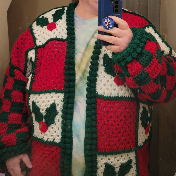 Christmas Crochet Cardigan Pattern: PDF Crochet Cardigan Pattern, Holiday Sweater, Size ...