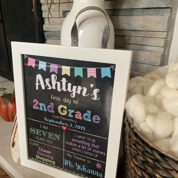 First Day of School Sign Last Day of Pre-k Sign Kindergarten School ...