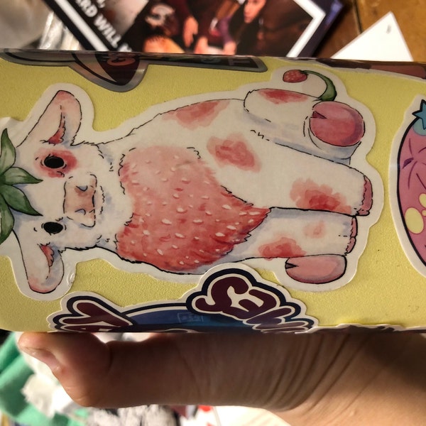 Strawberry Cow Sticker - Etsy