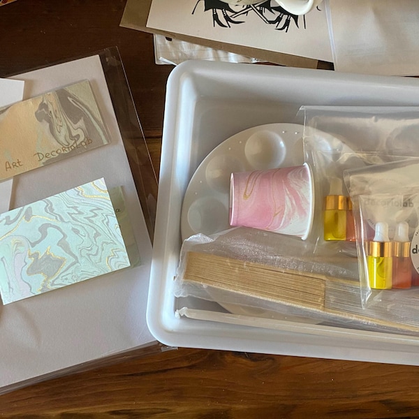 Suminagashi Marbling Art Kit, DIY Painting Craft Set for Kids and ...