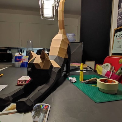 Doberman Stand & Sit Papercraft, Dog Low Poly, Papercraft, Papercraft ...