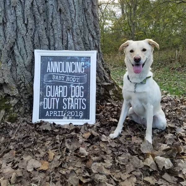 PRINTABLE Announcing Baby Guard Dog Duty Chalkboard Pregnancy ...