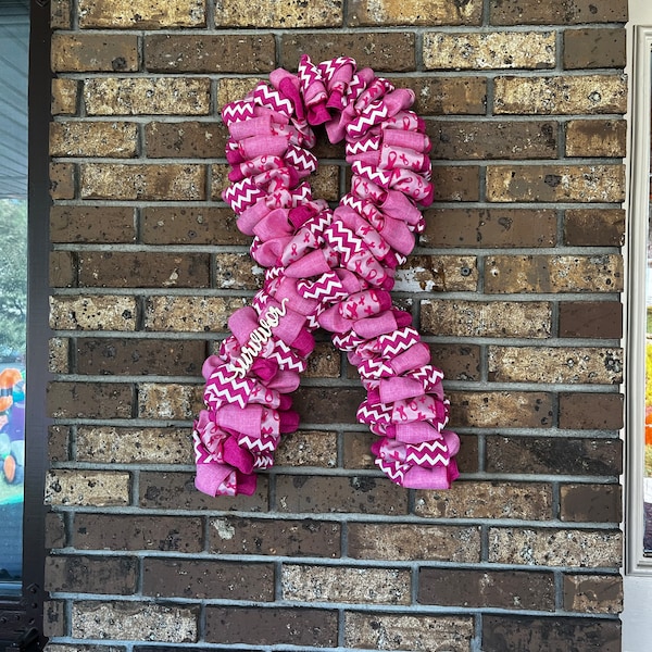Breast Cancer Wreath, Breast Cancer Awareness Ribbon Wreath, Breast ...