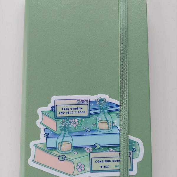 Stacked Books Cute Aesthetic Vinyl Sticker - Etsy
