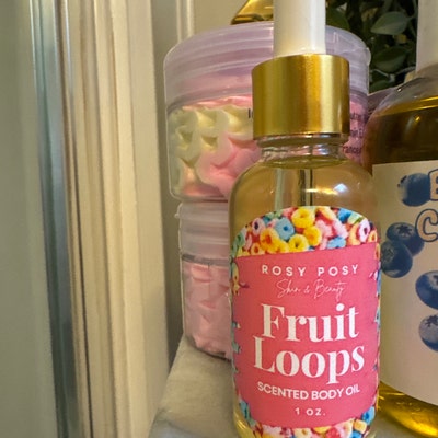 Set of 12 Scented 1 Oz. Body Oils, Fruit Loops, Unicorn, Strawberry, Birthday Cake, Cotton Candy ...