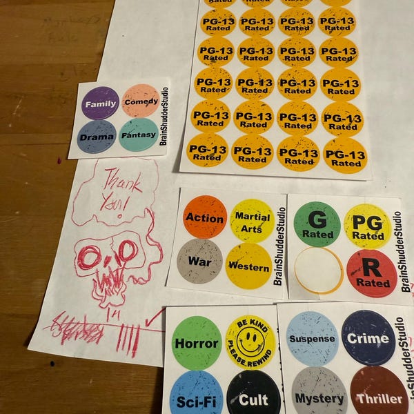 Pg13-rated VHS Movie Labels | Round VHS Movie Label Stickers | Retro ...