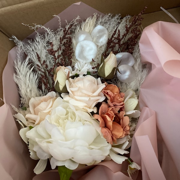 Bridal Bouquet Pampas Gras, Boho Wedding Bouquet, Bridesmaid Bouquets ...