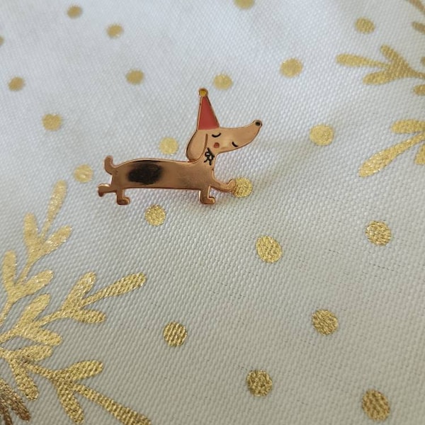 Sausage Dog Pin - Soft Enamel Teckel Pin, Copper Dachshund Badge, Dog ...