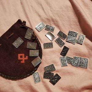 Silver-plated Metal Rune Set With Leather Pouch Full Elder - Etsy