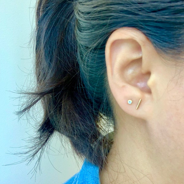 Tiny Line Earrings - Gold, Rose Gold, or Silver - Bar Earrings - Line ...
