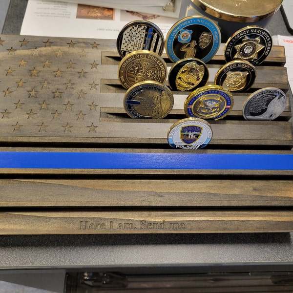 Thin Blue Line Challenge Coin Display - Personalized - Etsy