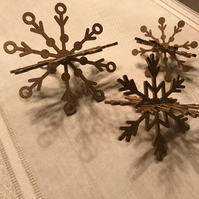 Gold Set of 3 Wood Snowflakes , Christmas Decor, Christmas Tiered Tray ...