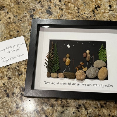 Personalized Couple and Dog Pebble Art Fall Tree, Anniversary Gift ...