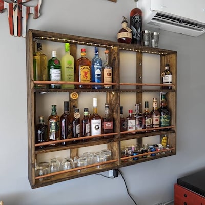 Bar Shelf Wine Rack Whiskey Shelf Wood Floating Shelves - Etsy