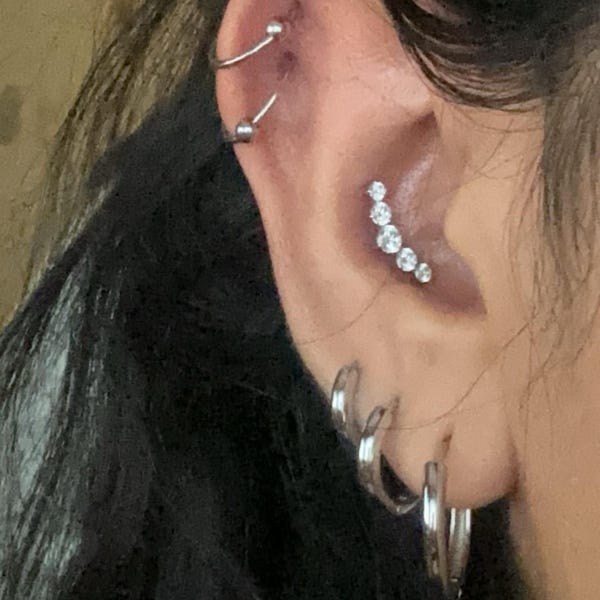 16G 18G Threadless CZ Curved Bar Piercing/inner Conch Piercing ...