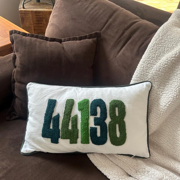 Zip Code Pillow, Housewarming Gift, Punch Needle Custom Pillow ...