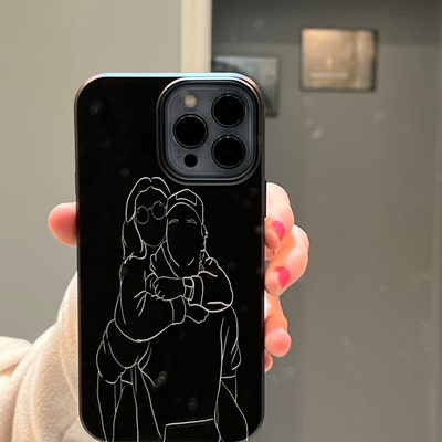 Custom Line Art From Picture Phone Case iPhone 14 13 12 11 Pro Max Mini ...