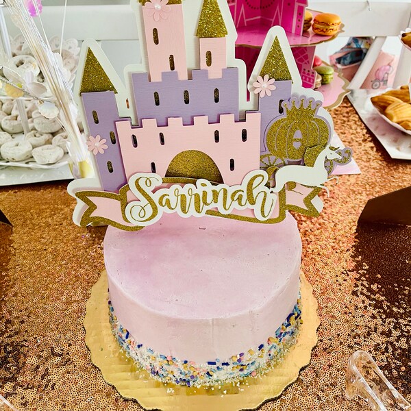 Princess Cake Topper, Cake Topper, Castle Topper, Purple, Pink - Etsy