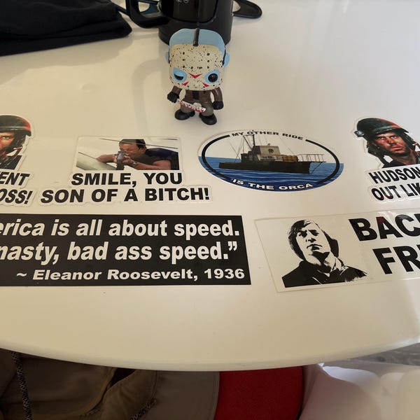 Funny "here's to Swimmin' With Bow-legged Women" QUINT JAWS DECAL ...