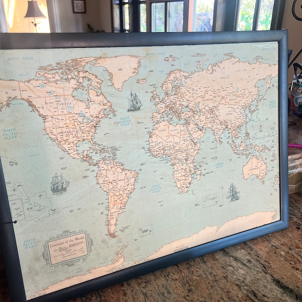 World Map - Rustic Style | Uncustomized | Old Style Wall Map | Map ...
