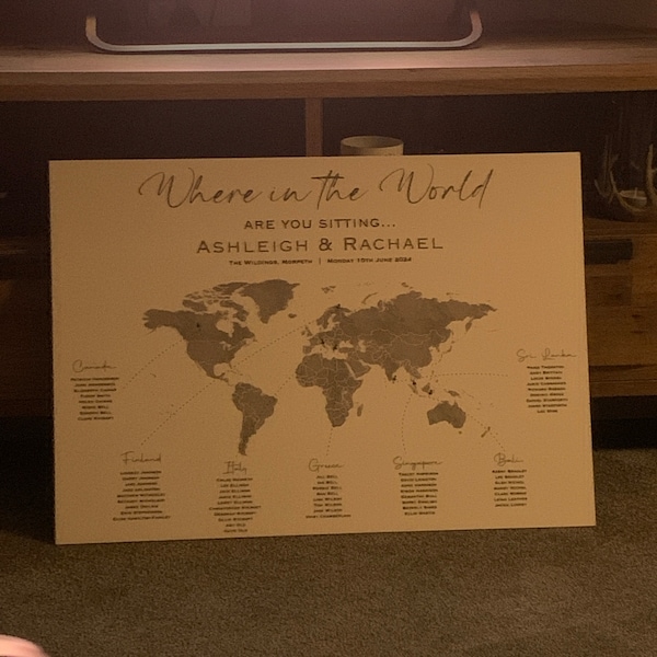 World Map Wedding Table Plan | Where in the World Are You Sitting ...