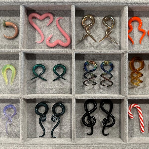 1 Pair 2 Pieces Solid Pink Pinchers Spirals Glass - Etsy