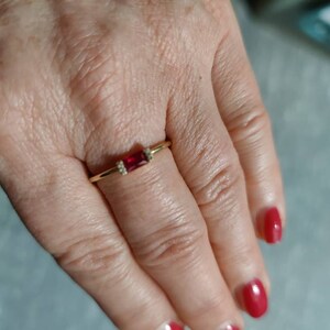 Ruby Dainty Baguette Stacking Ring, Gold Minimalist Ring, Simple Ruby ...