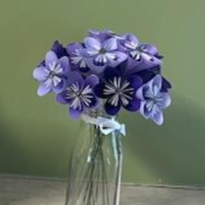 Shades of Blue Origami Paper Flower Bouquet - Etsy