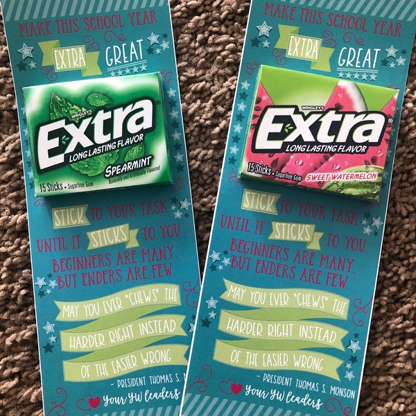 Back to School Gift Tag - Extra Gum Gift Tag - LDS YW Gift Tag - LDS ...