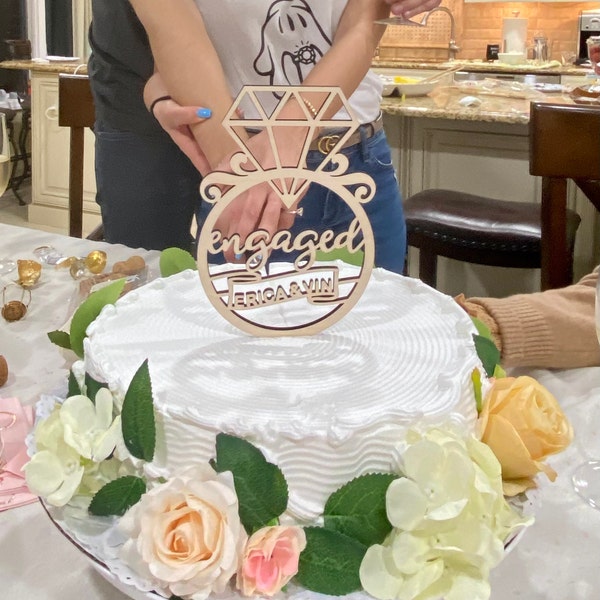 Engagement Ring Cake Toppers Bridal Shower Cake Decoration We're ...