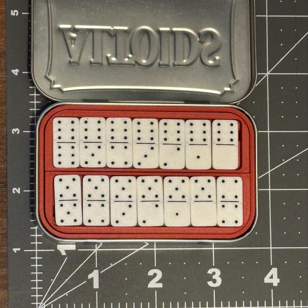Travel Dominoes in Altoids Tin - Mini Domino Double Six With Tile Racks ...