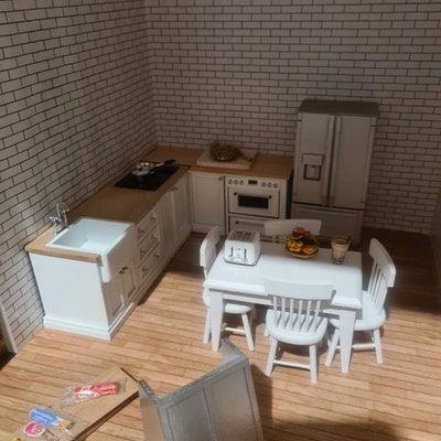 Miniature Kitchen Cabinet, 1:12 Scale, Stand Alone Modern Kitchen for ...