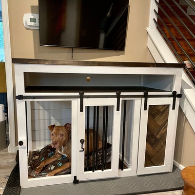 Entertainment Center Dog Kennel FREE SHIPPING Farmhouse Dog Kennel Dog ...