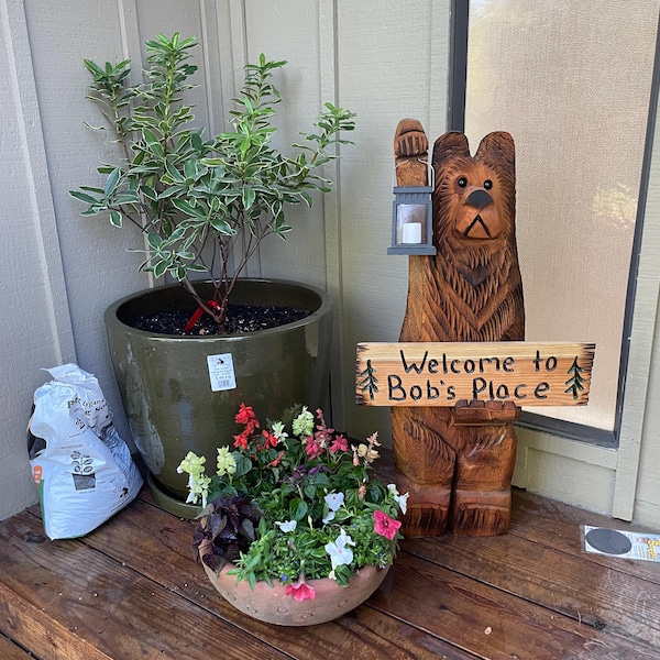 3ft Cedar Bear Chainsaw Carving With Welcome Sign * * - Etsy