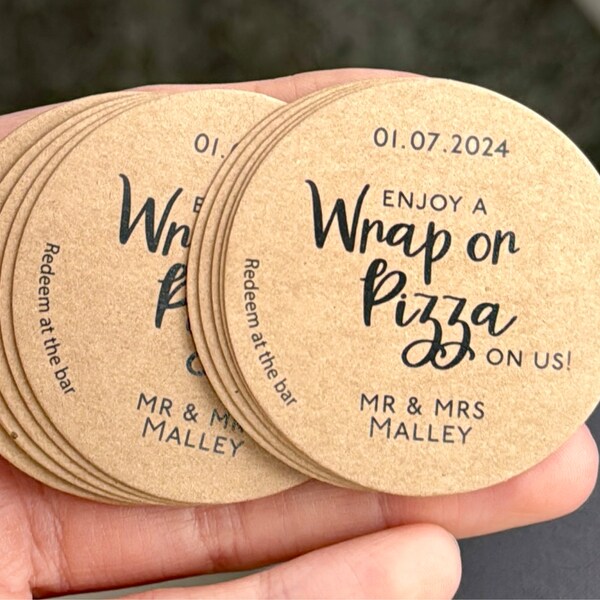 Personalised Drink Token for Wedding Guests, Round Recycled Bar Ticket ...