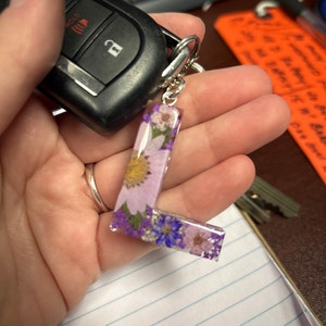 Custom Purple Flower Resin Keychain, Personalized Pressed Dried Floral ...