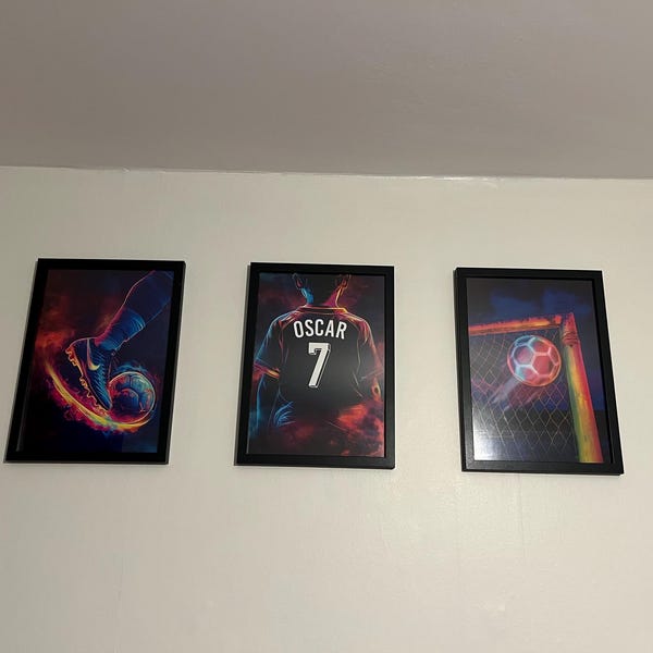Personalised Football Prints, Set of 3, Football Wall Art Prints, Boys ...