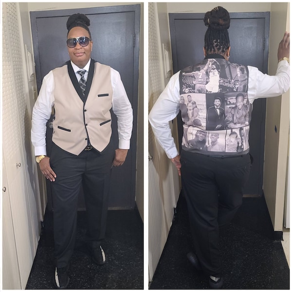 Black and White Photo Collage Suit Lining for Tuxedo Jacket Wedding ...