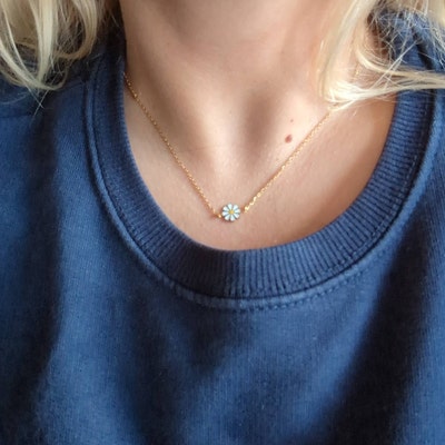 Flower Necklace, Tiny Flower Necklace, White Flower Necklace, Gifts for ...