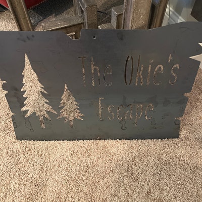 Personalized Metal Cabin Sign Mountain Cabin Established Date Wall Art ...