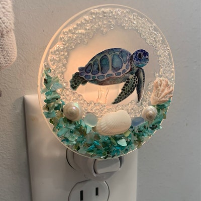 Sea Turtle Seashell Beach Night Light - Etsy