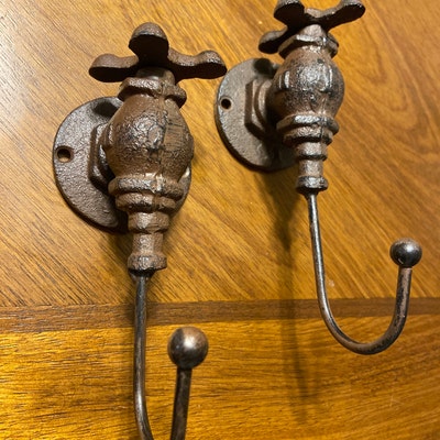 Towel Hook, Rustic Bath Decor, Industrial Towel Hook, Faucet Decor ...