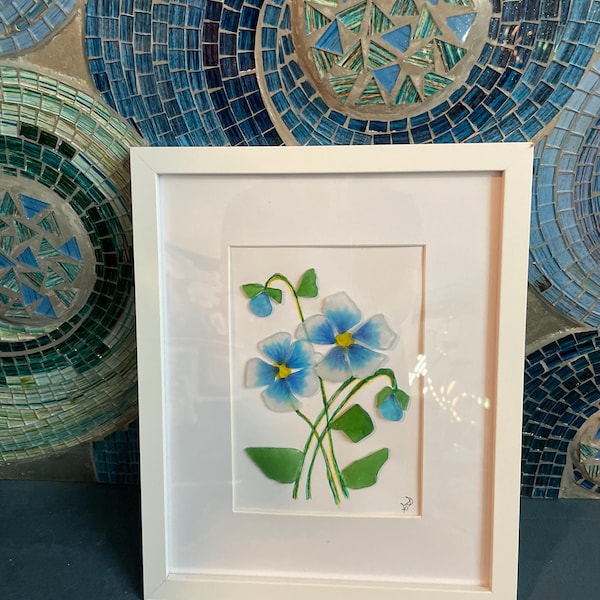 Magnolia Sea Glass Art, Seaglass Flower, Framed Sea Glass Art, Elegant ...