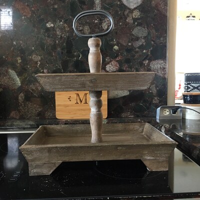 2 Tier Rectangle Tiered Tray Rustic, Cottage, Farmhouse, and Boho Style ...